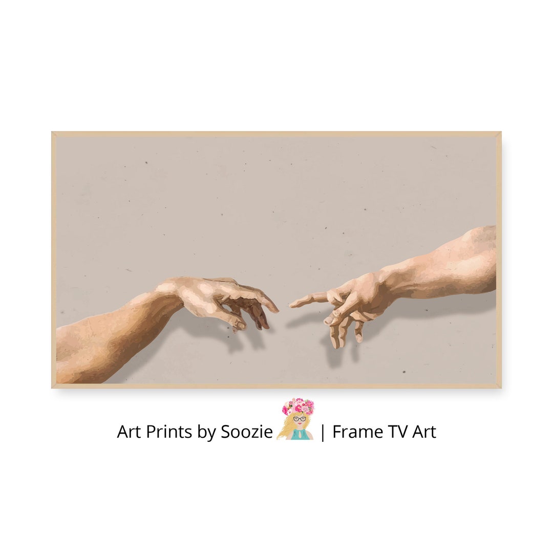 Samsung Frame TV Art Finger of God Illustration | Michelangelo Hands of ...