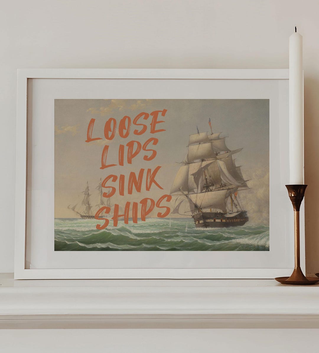 Loose Lips Sink Ships Print: Funny Altered Classical Painting ...