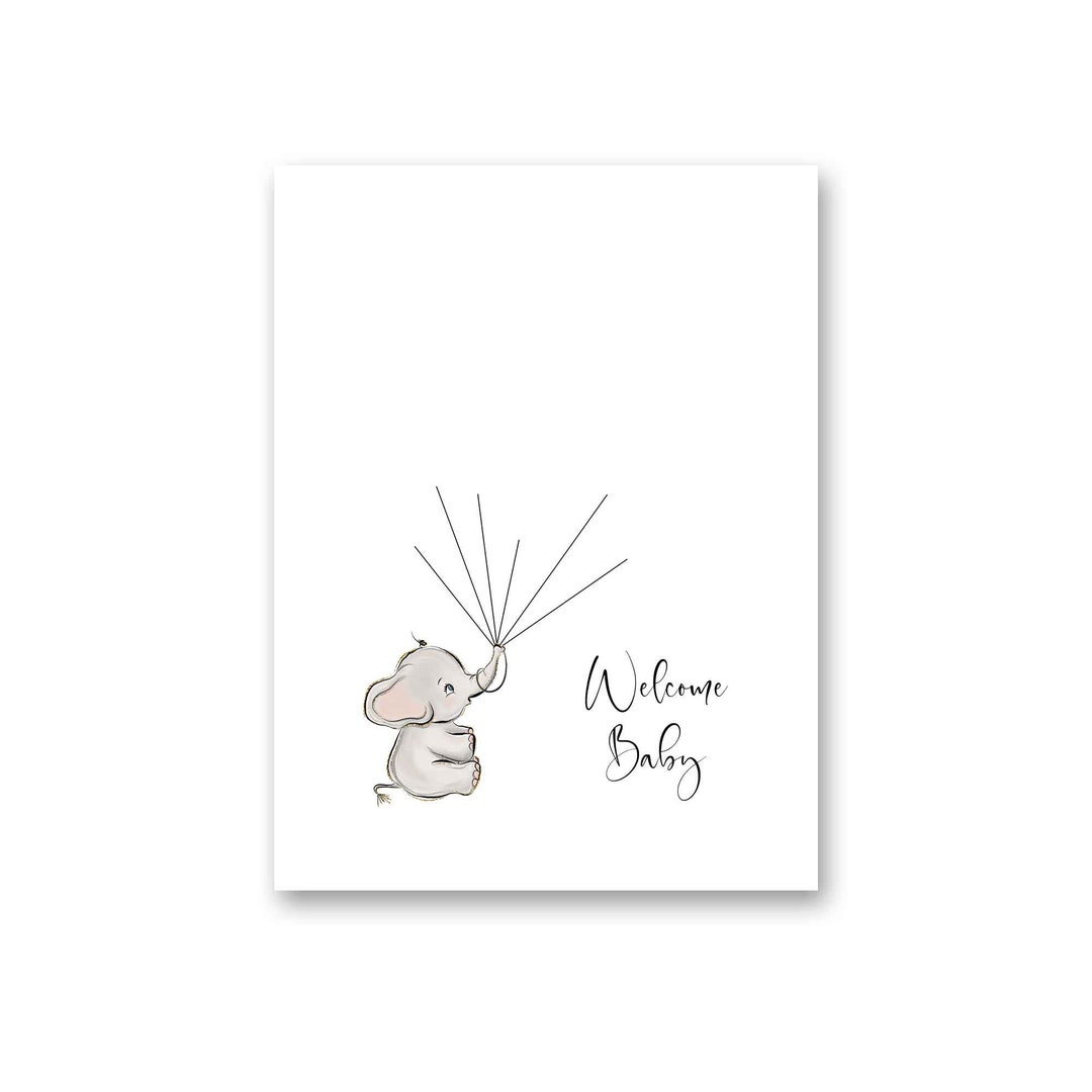 Elephant Fingerprint Tree, Guest Fingerprint Tree, Printable Baby ...