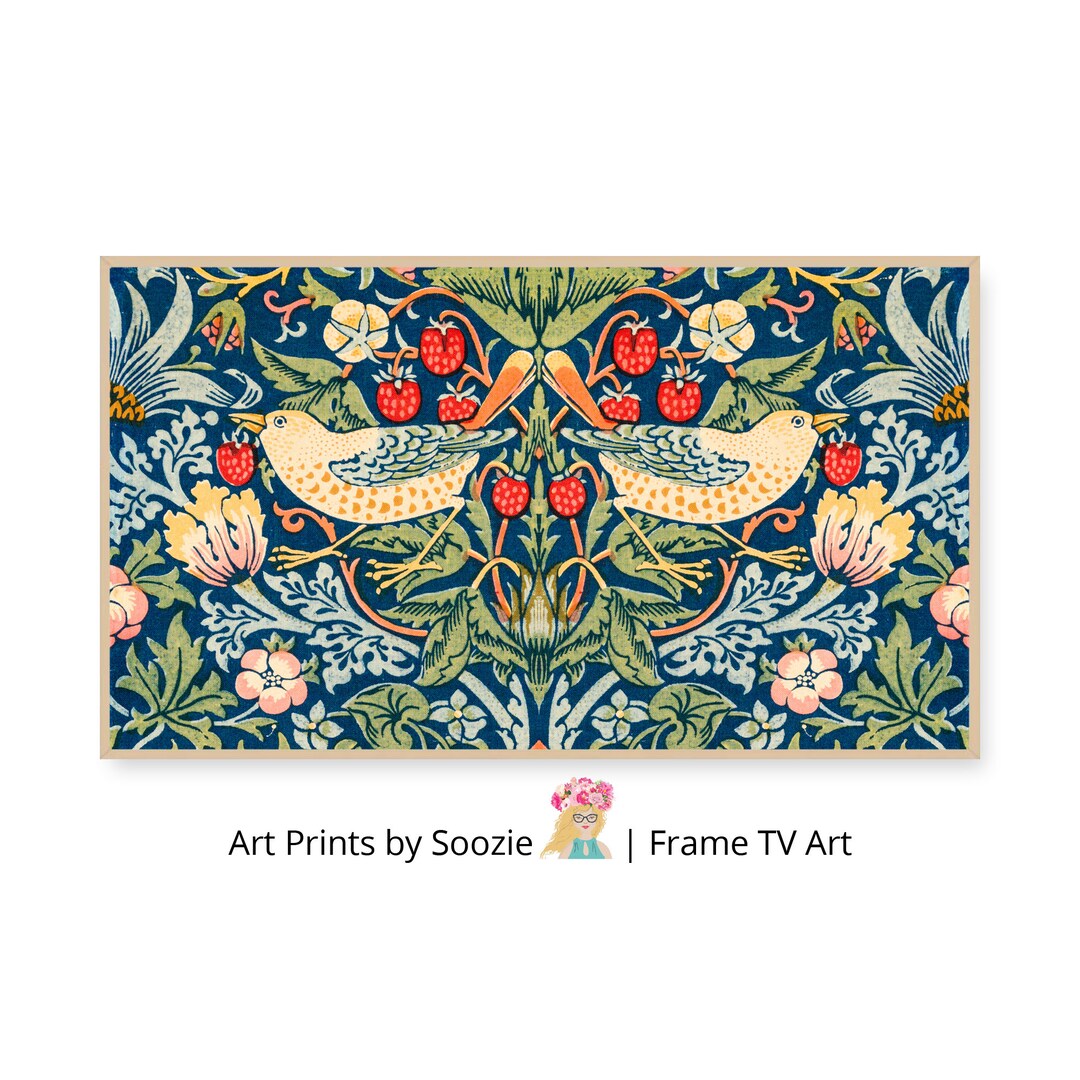 William Morris Strawberry Thief Pattern – Samsung Frame TV Art – Digital Download – Vintage ...