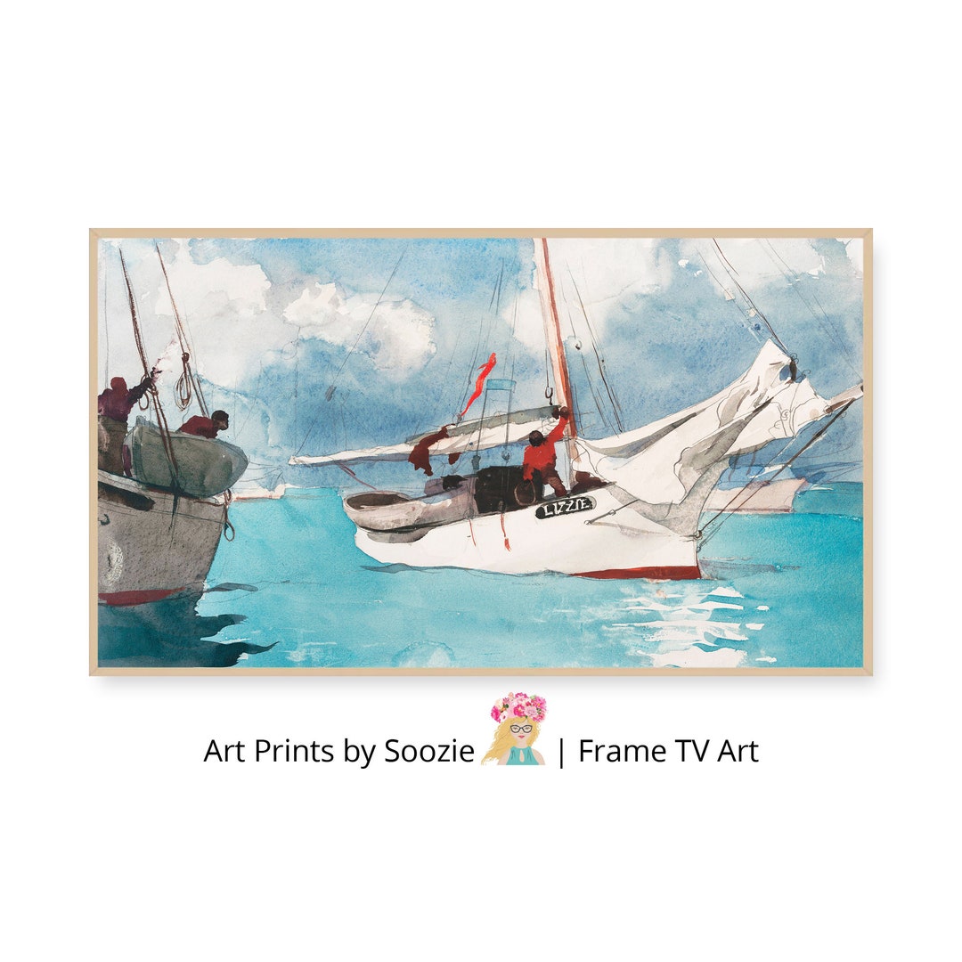 Scène côtière Winslow Homer : oeuvre d'art pour téléviseur avec cadre ...