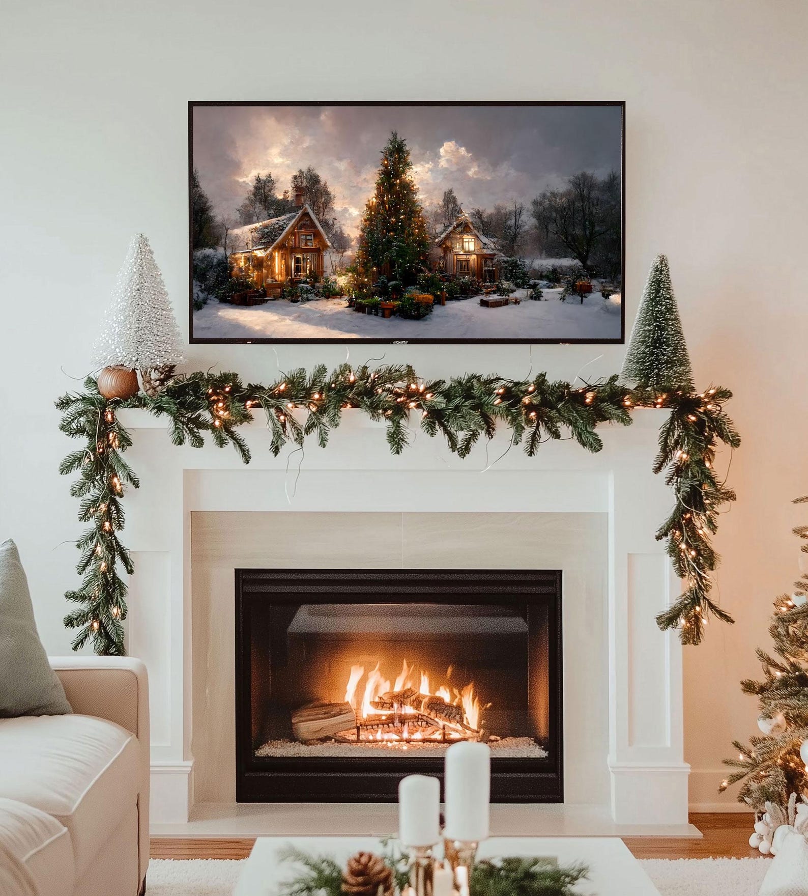 Christmas Frame TV Art: Winter Cabin Scene (digital Download) - Etsy