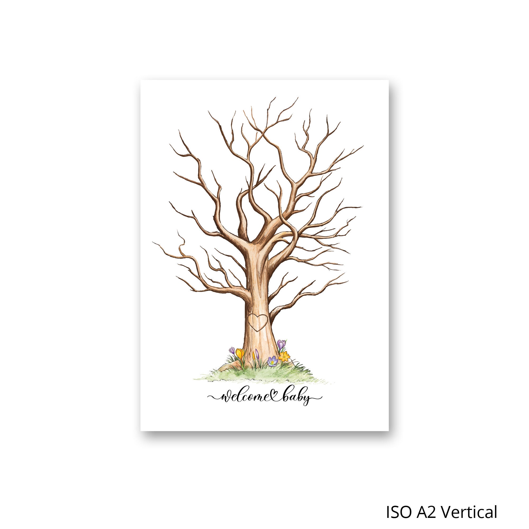 Baby Shower Fingerprint Tree, Baby Shower Guestbook, Baby Shower ...