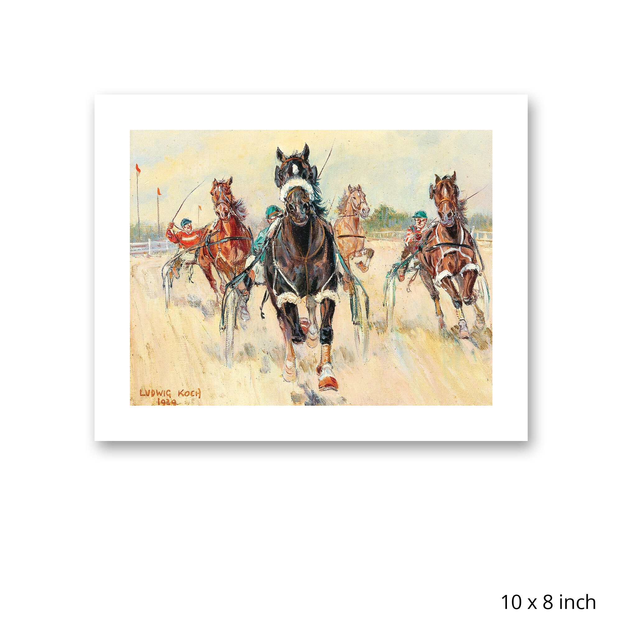 Harness Racing Horses Wall Art by Ludwig Koch, Horse Racing Painting ...