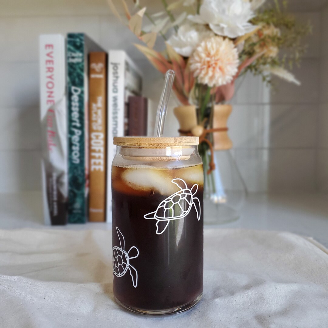 Sea Turtle Summer Beer Can Glasses 16oz | Sea Animals Glass Cup| Iced ...