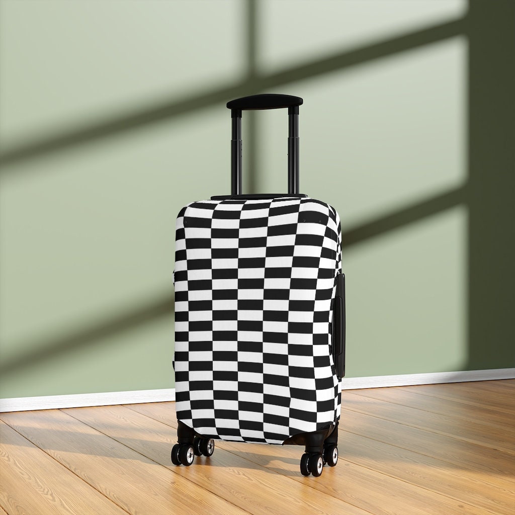 Black and White Checkered Luggage Cover - Etsy