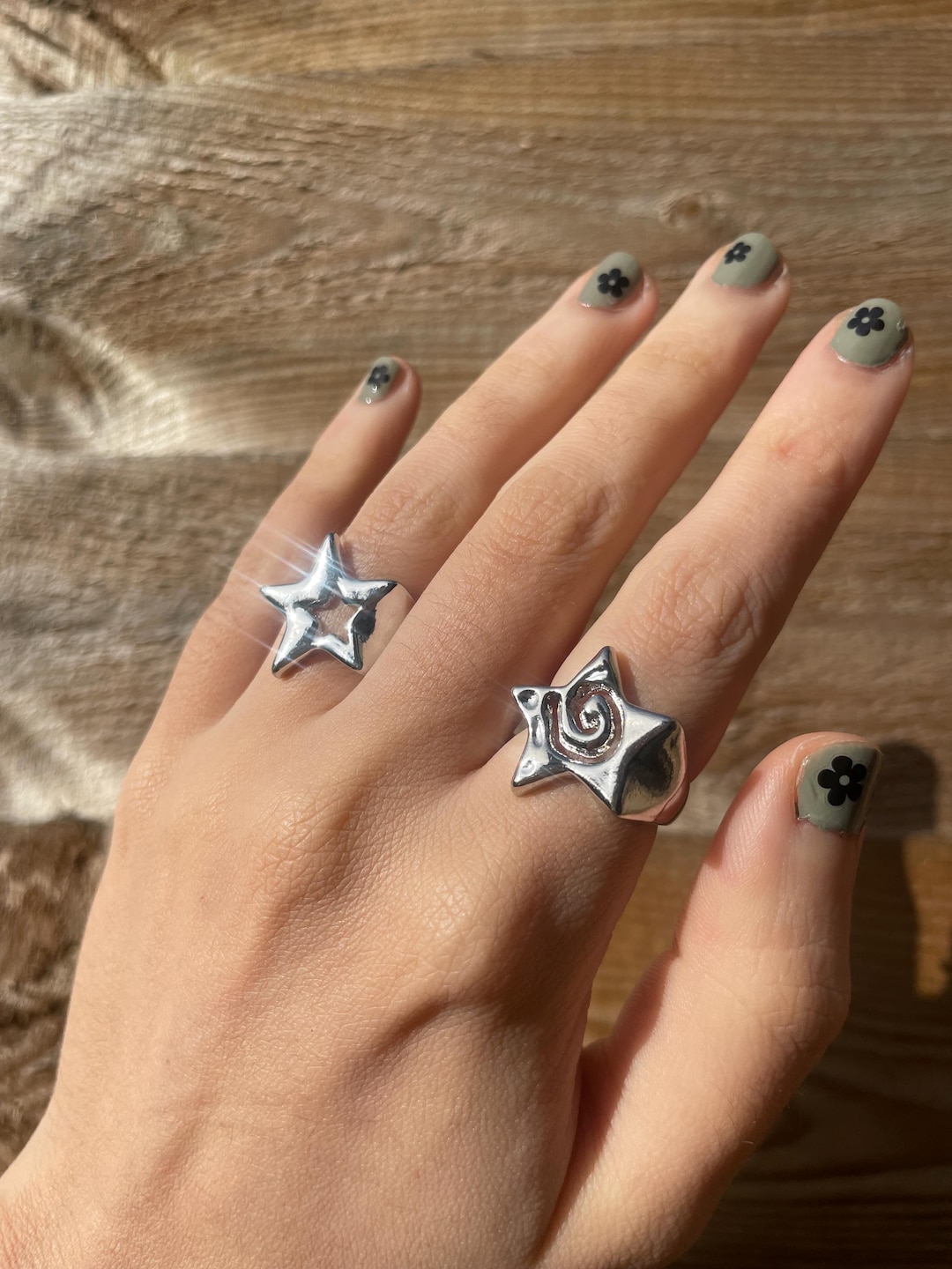 Star Statement Rings - Adjustable Metal Rings Set of 2 - Etsy