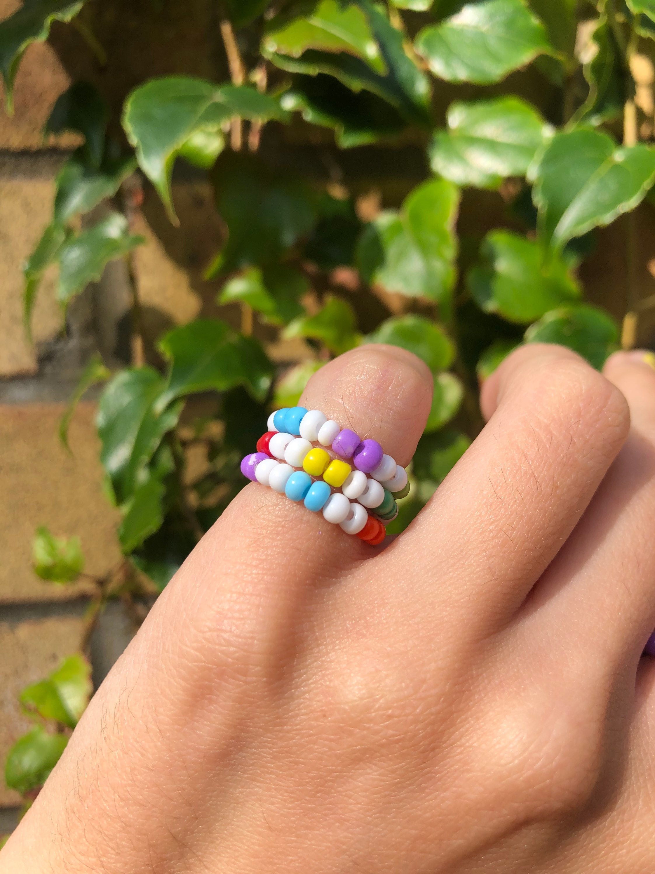 FRUITY PINKY 3 Pinky Finger Bead Ring Stack Signet Ring/ - Etsy