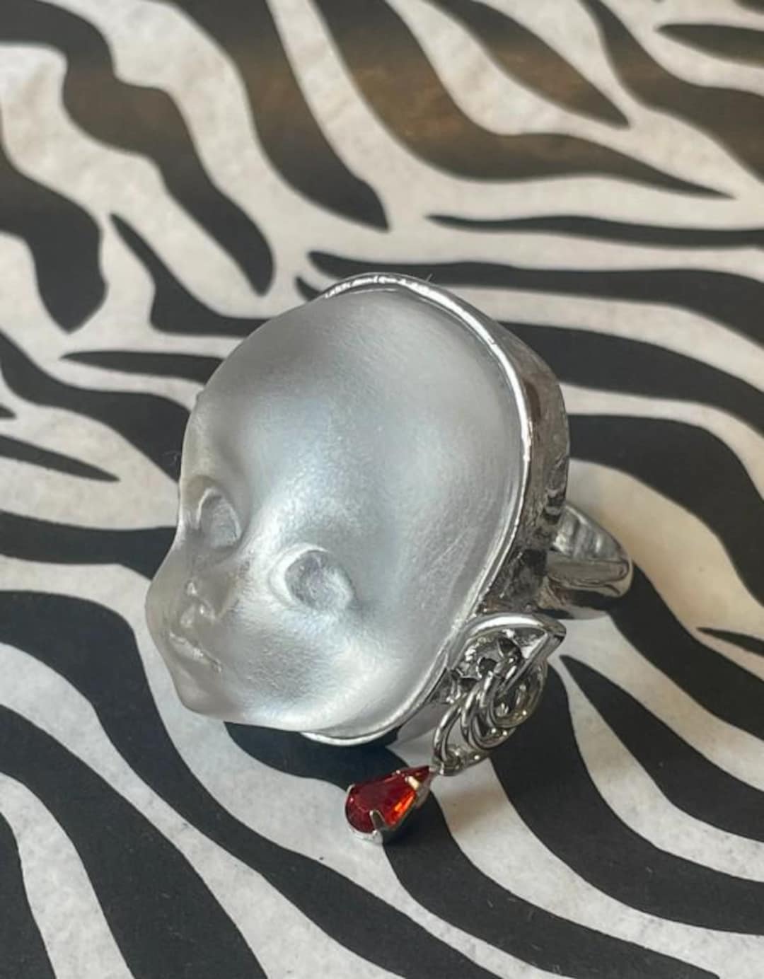 Statement Acrylic Baby Head Ring - Rave Techno Jewelry (size P) - Etsy