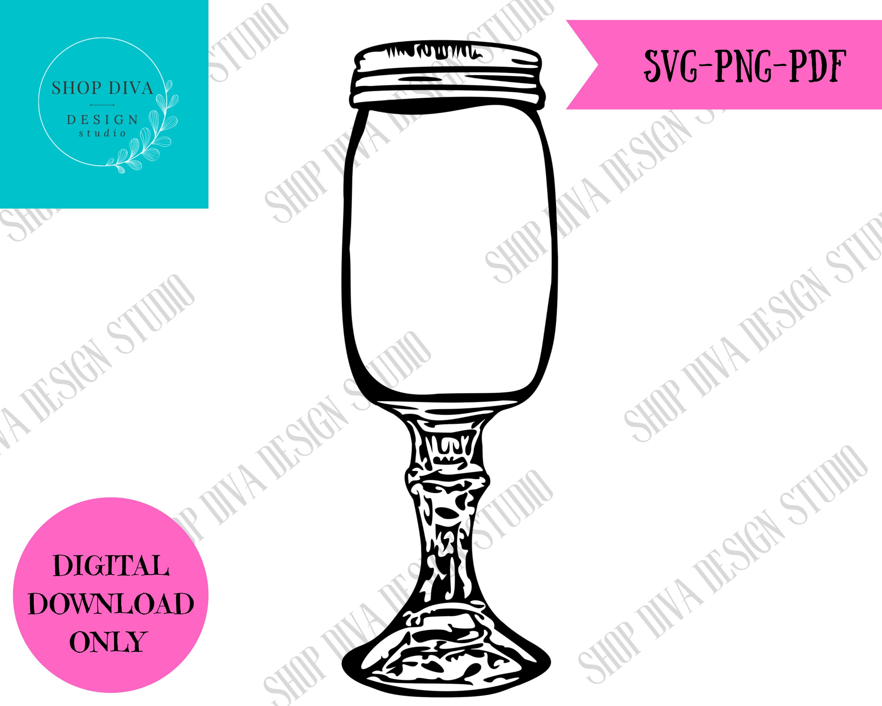 Mason Jar Wine Glass, Mega Pint SVG - Etsy