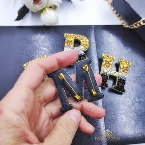 Sparkle Crystal Letter Brooch, Custom Initial Jewelry, Name Brooch Gift ...