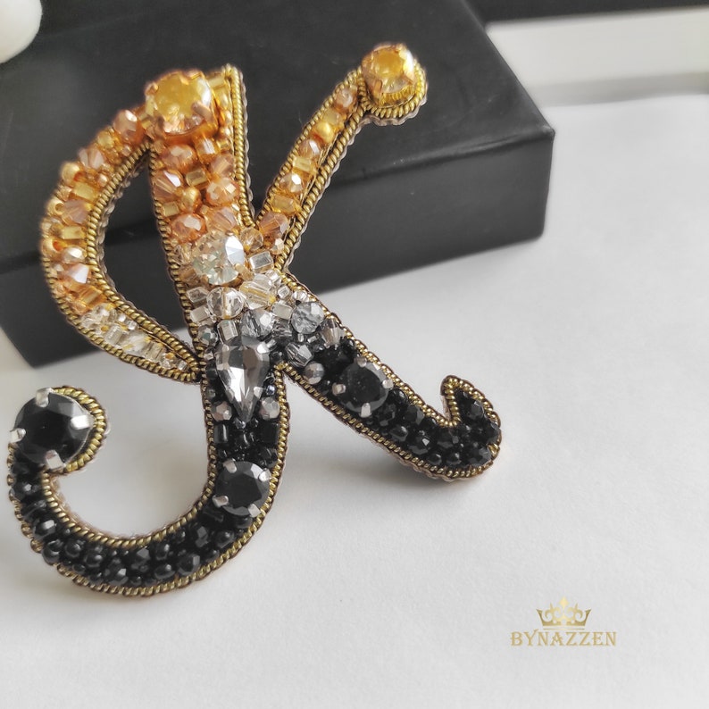 Custom Design Letter K Brooch, Custom Name Brooch, Personalized ...