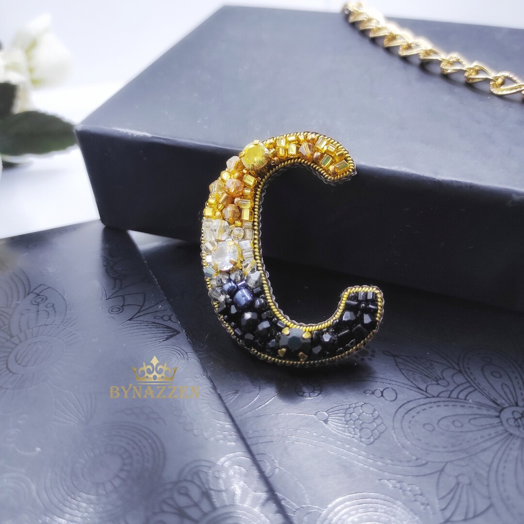 Crystal Letter C Pin, Custom Name Brooch, Initial Gift for Friend ...