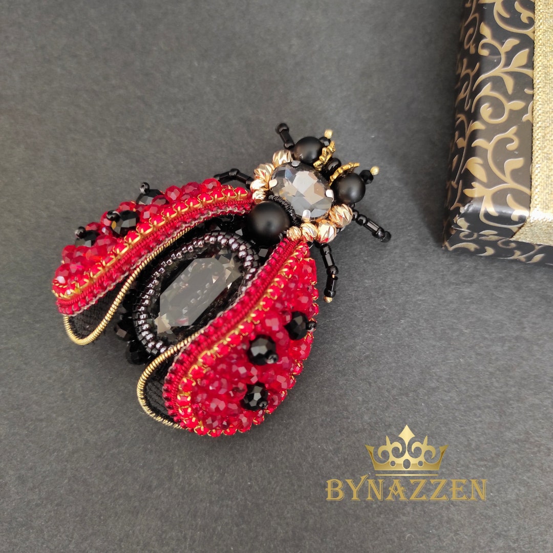 Handcraft Ladybug Beetle Brooch, Insect Art Decor, Custom Beetle Pin ...