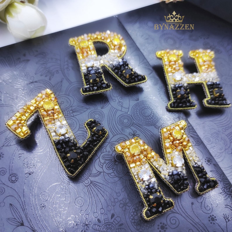 Sparkle Crystal Letter Brooch, Custom Initial Jewelry, Name Brooch Gift ...