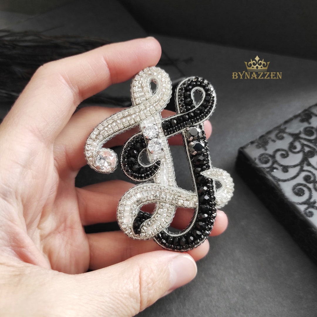 Handmade 2 Initials Logo Brooch, Custom Name Brooch, Personalized ...