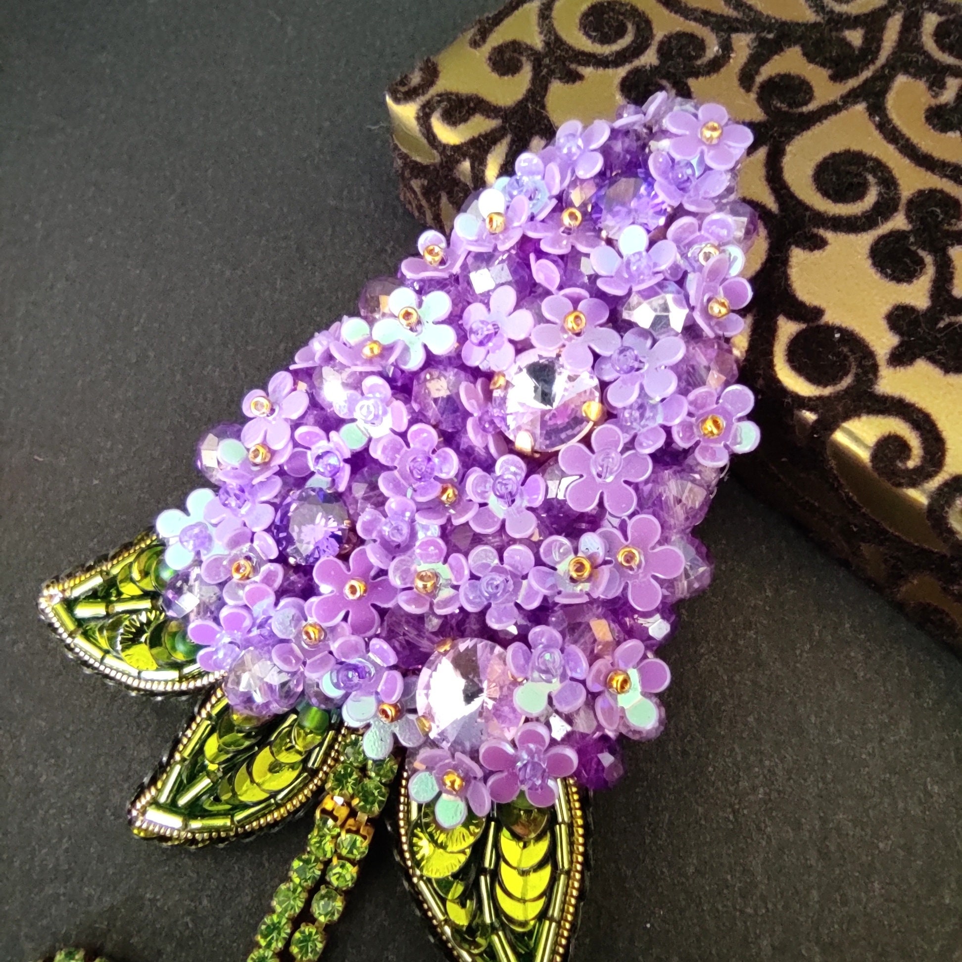 Beaded Purple Lilac Flower Brooch, Wildflower Brooch, Floral Mom Gift ...