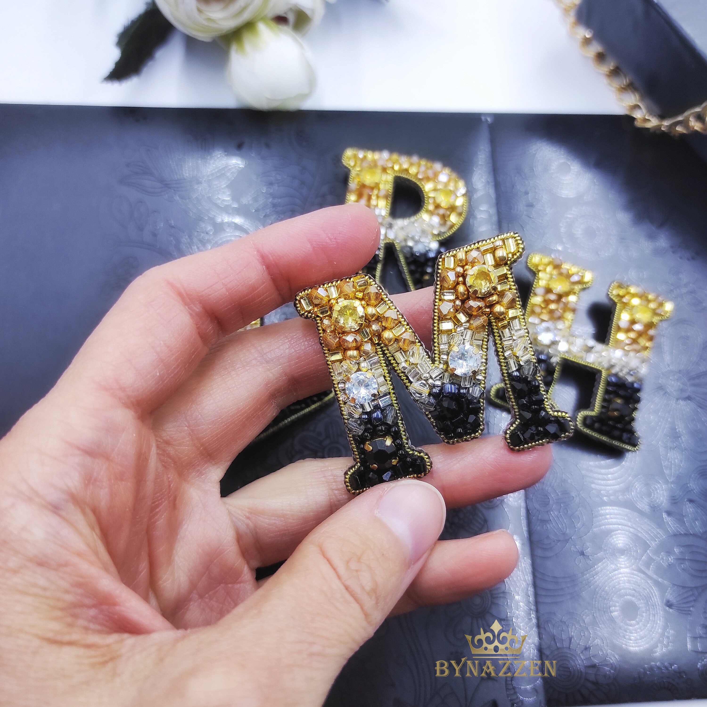 Sparkle Crystal Letter Brooch, Custom Initial Jewelry, Name Brooch Gift ...