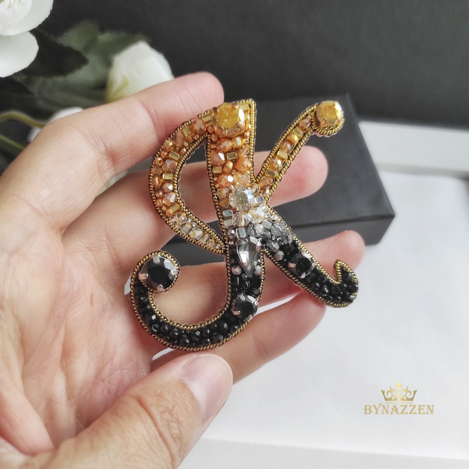 Custom Design Letter K Brooch, Custom Name Brooch, Personalized ...