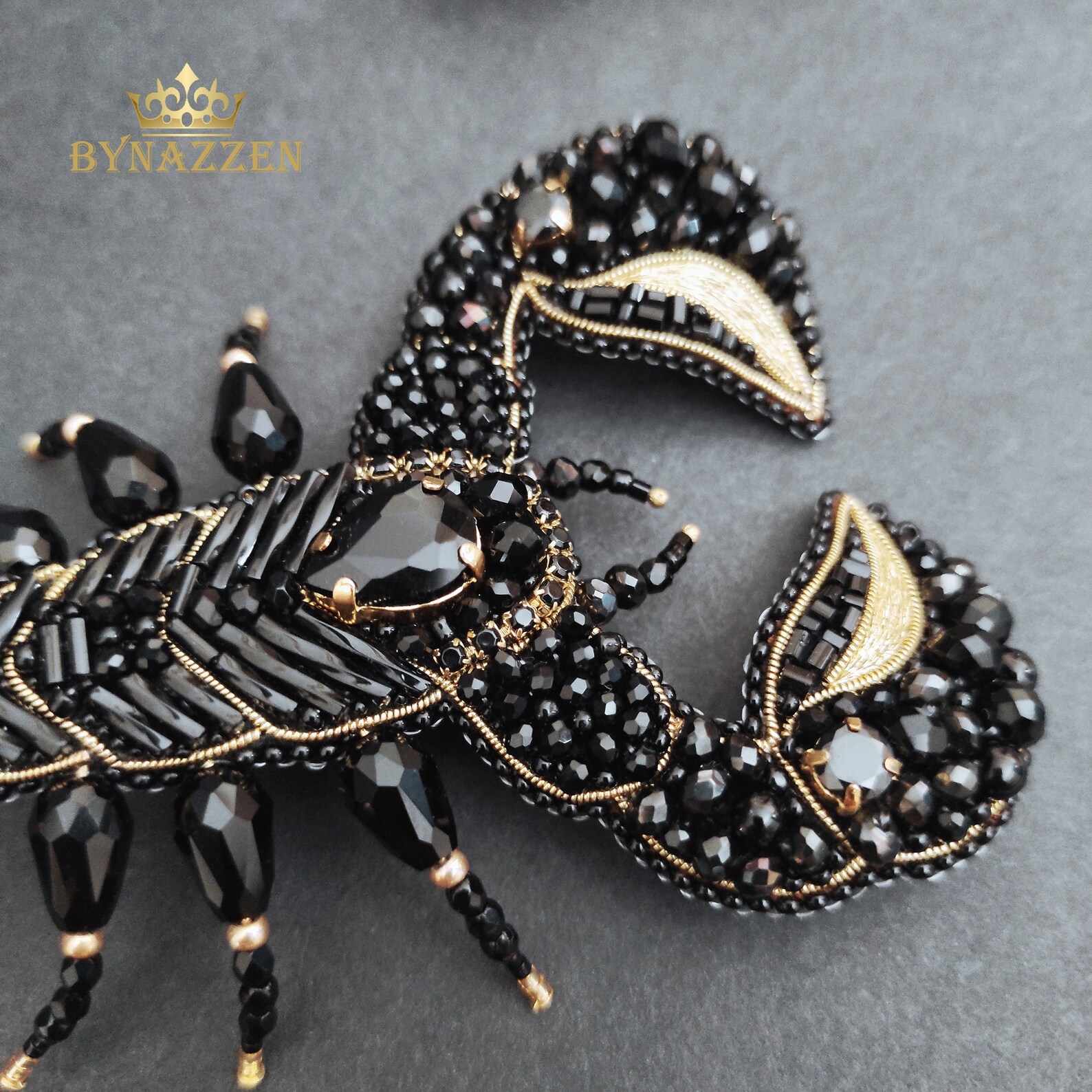 Beaded Oversize Black Gold Scorpion: Scorpio Pin, Zodiac Insect Gifts ...