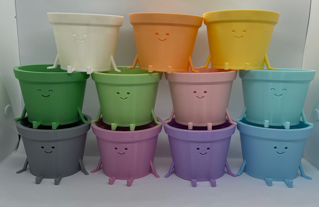 Happiest Planters in PASTEL! Kawaii Planter, Planter With Face ...