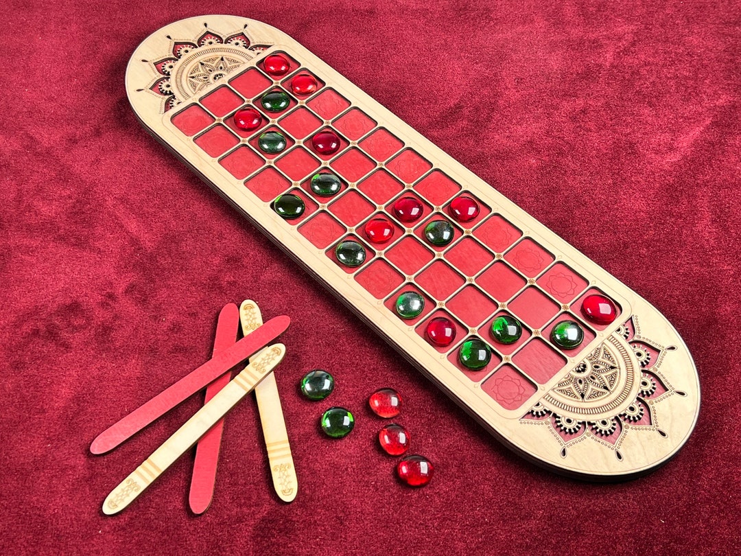 Tablan Board Game: Ancient India Wooden Game With Glass Pawns - Etsy