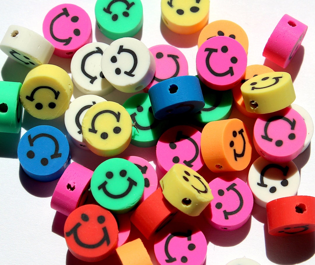 Smiley Face Polymer Bead - 10 Mm Polymer Clay Bead - 20 Pc Set - Etsy
