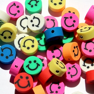 Smiley Face Polymer Bead - 10 Mm Polymer Clay Bead - 20 Pc Set - Etsy