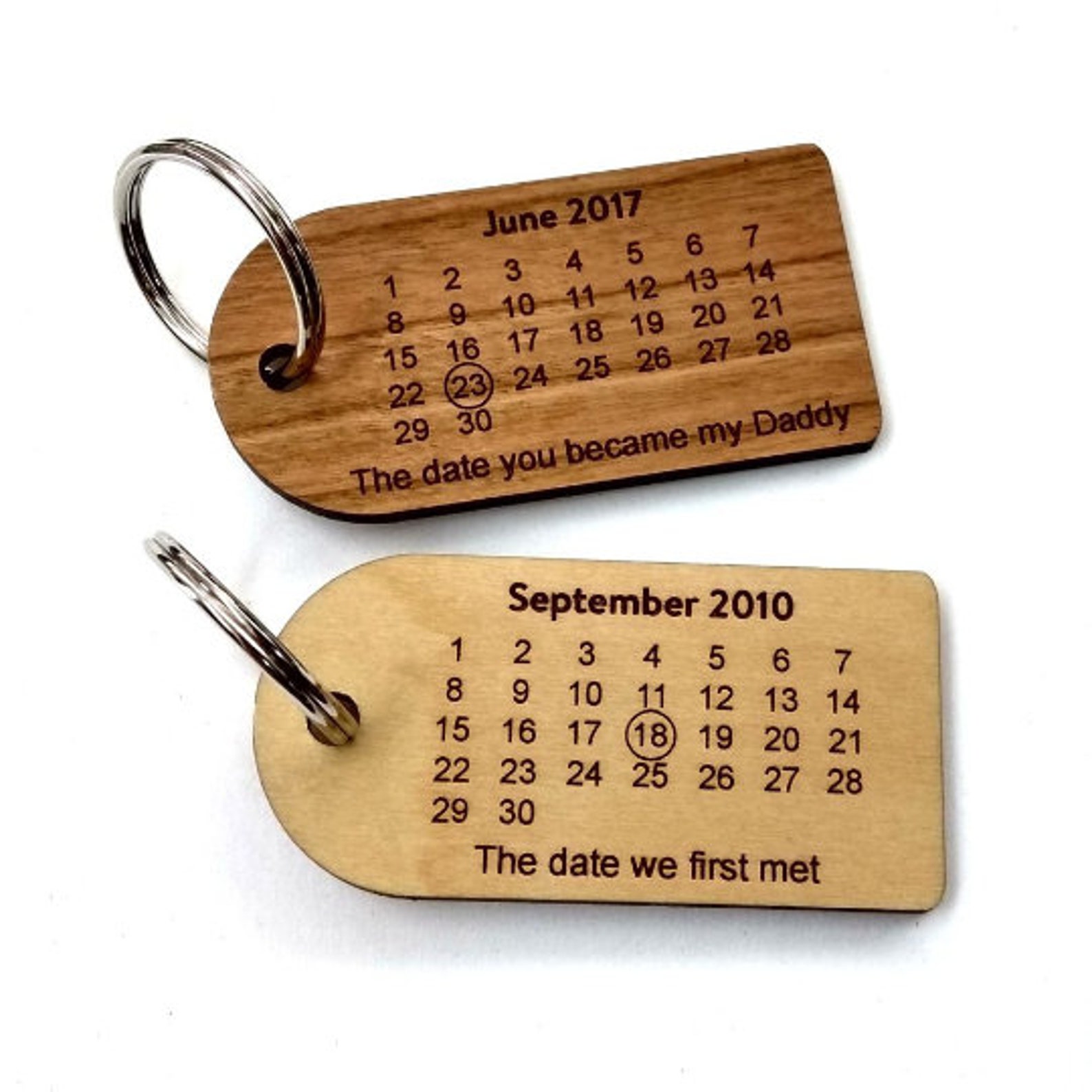 Wooden Engraved Key Fob. Personalised Key Ring. Customised With Date ...