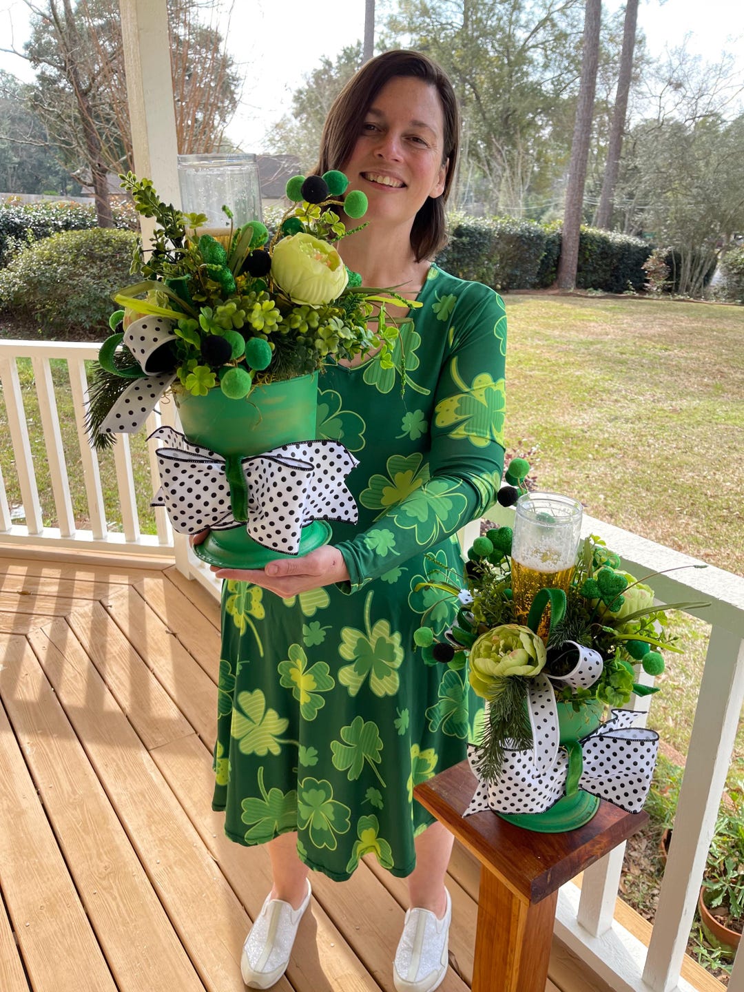St. Patrick’s Day Shamrock Centerpiece Green Table Decor Irish Spring ...