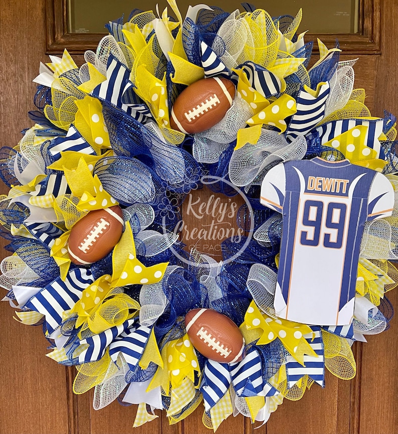 Football Wreath Sports Wreath Custom Football Custom Sports - Etsy