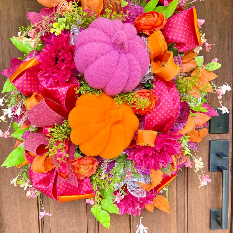 Pink Fall Wreath - Etsy