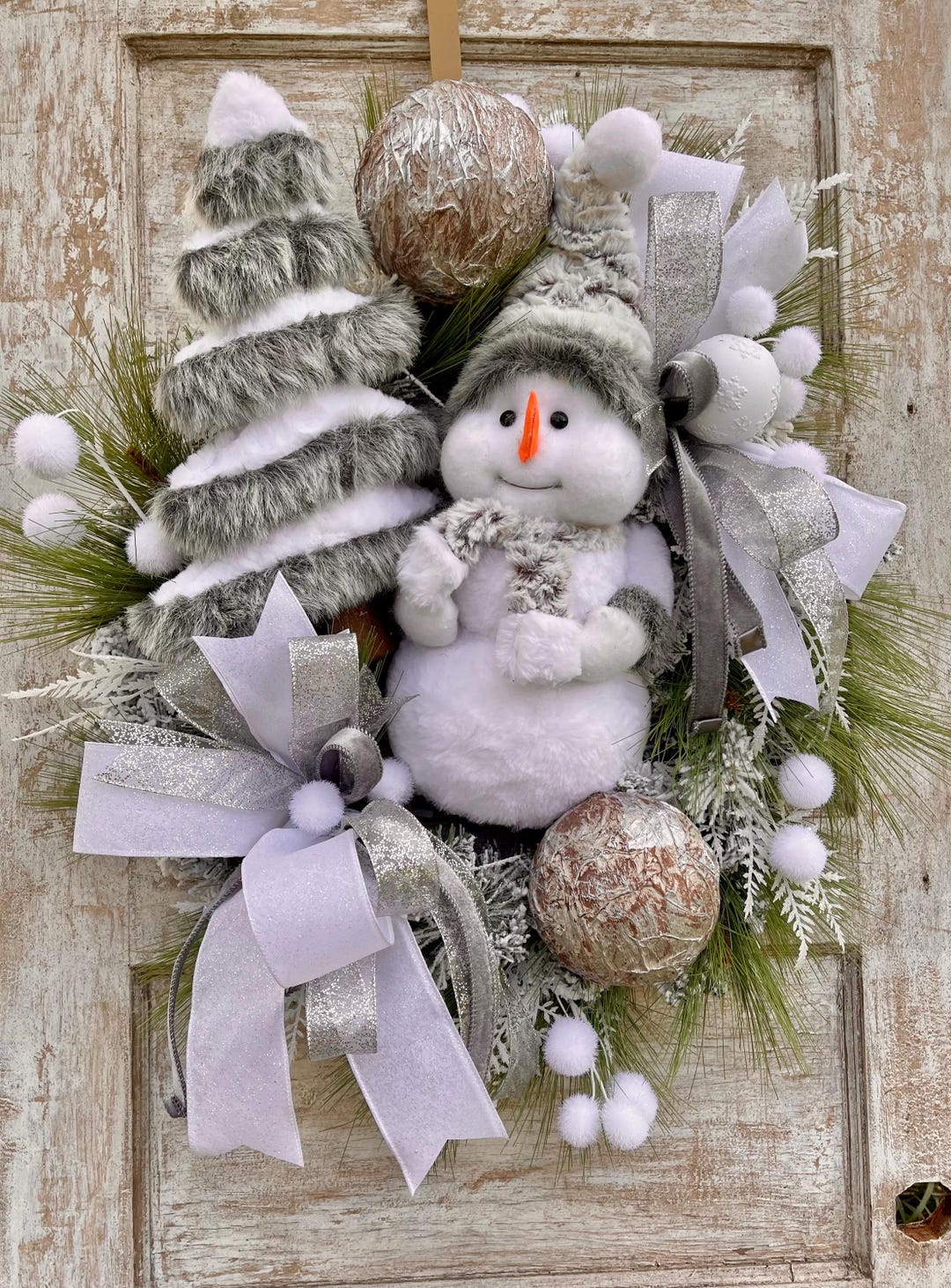 Snowman Wreath, Rustic Snowman Wreath, Winter Wreath, Snowman ...