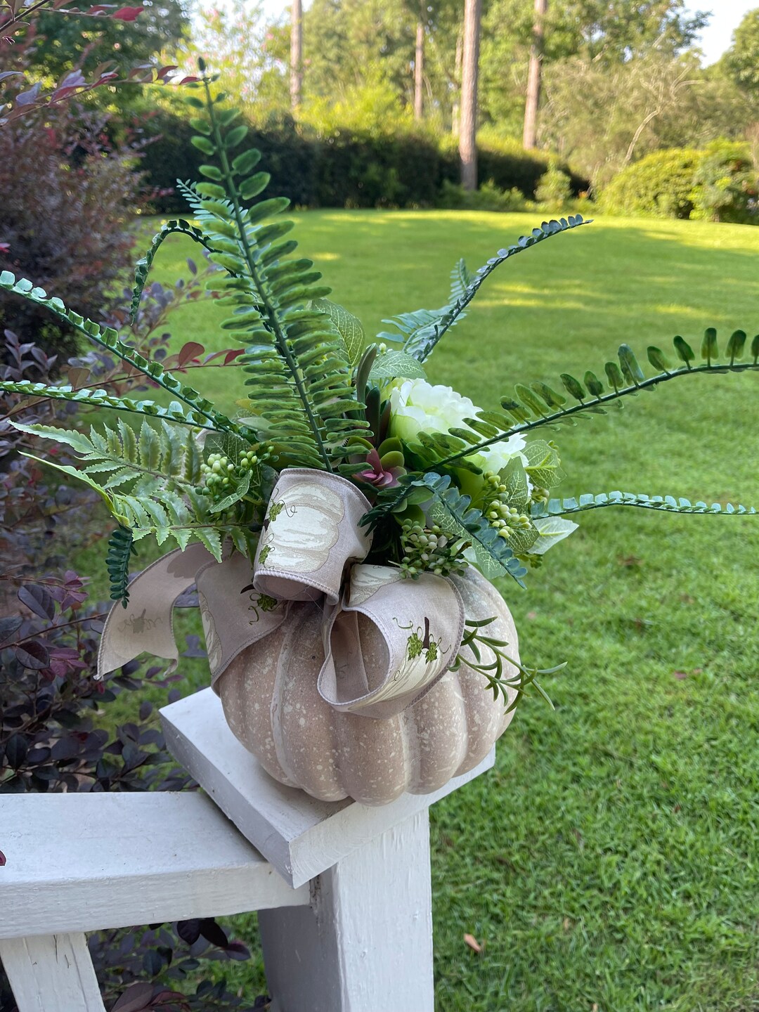 Succulent Pumpkin, Fall Pumpkin, Farmhouse Pumpkin Centerpiece, Fall ...