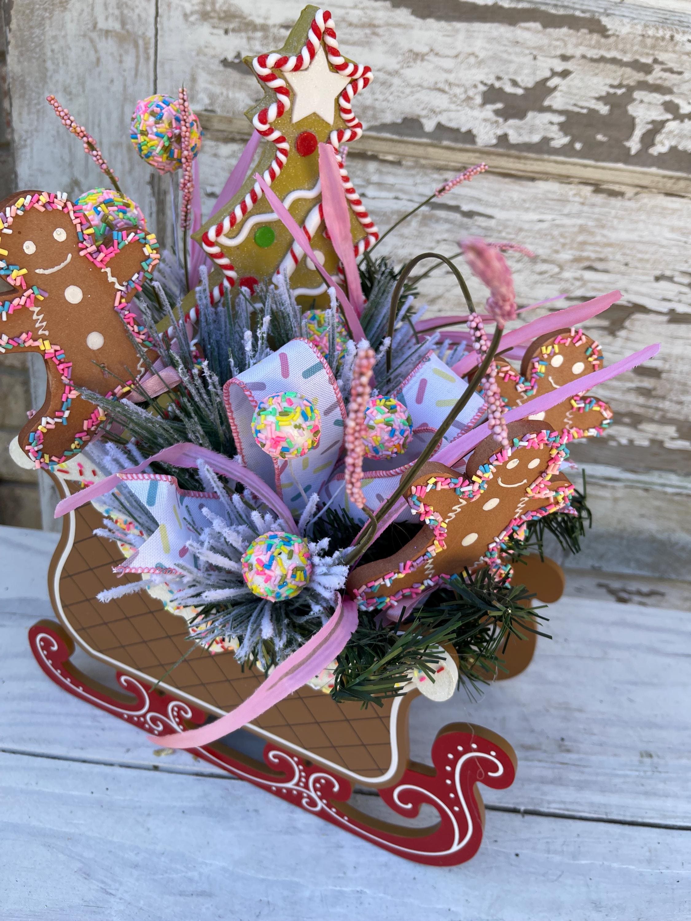 Candy Gingerbread Sleigh Christmas Arrangement • Sweet Shop Holiday ...