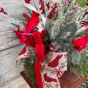 Cardinal Centerpiece, Cardinal Christmas Table Arrangement, Winter ...