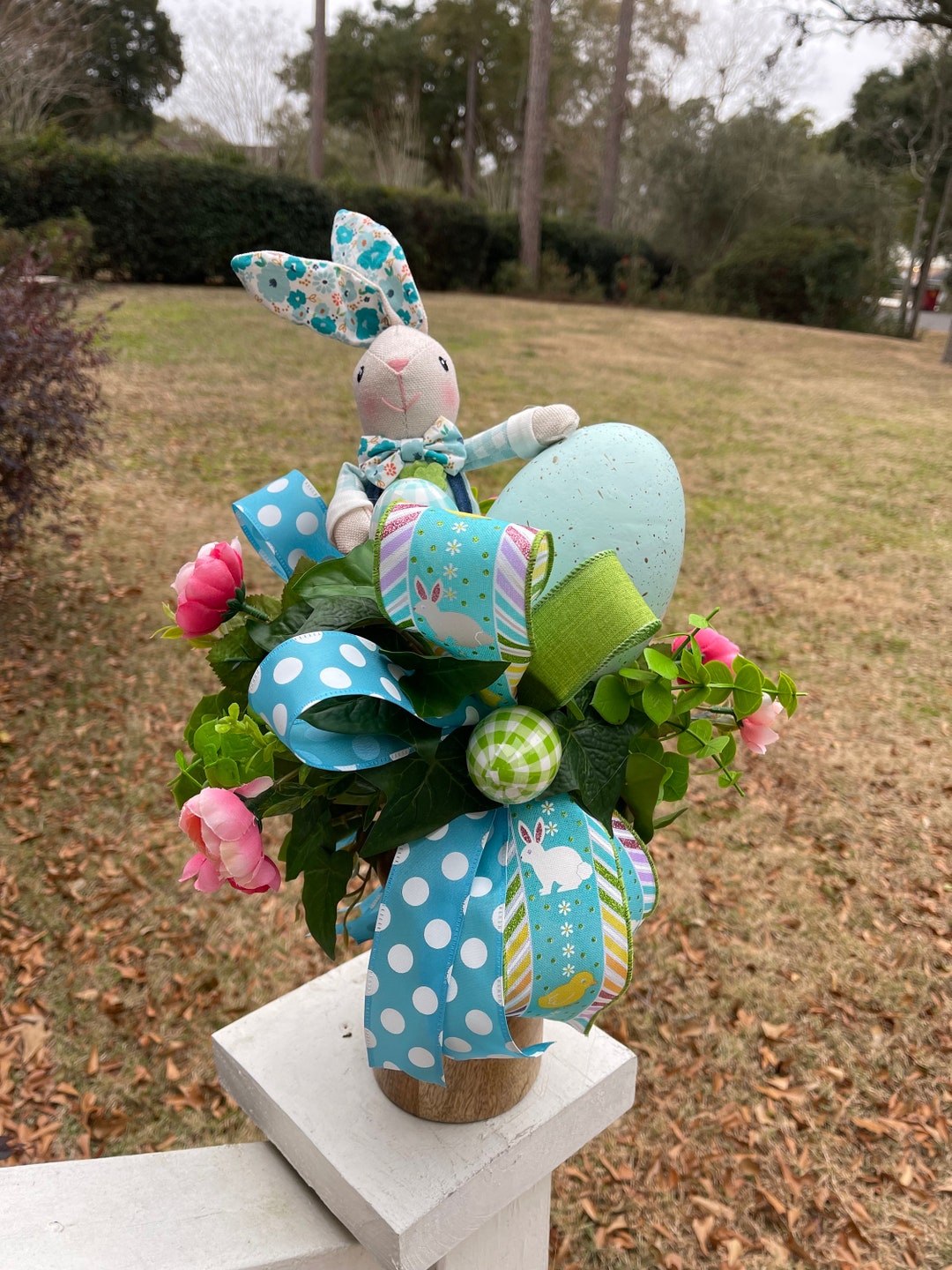 Easter Bunny Centerpiece, Easter Candlestick Arrangement, Spring ...