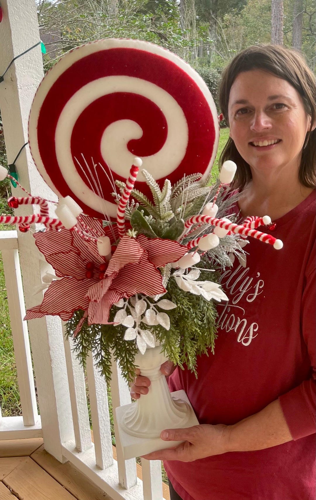 Red and White Peppermint Tall Arrangement, Christmas Centerpiece ...