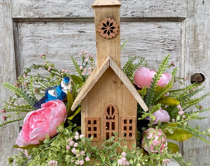 Church Centerpiece, Faith Based Floral Easter Arrangement, Cross Spring ...