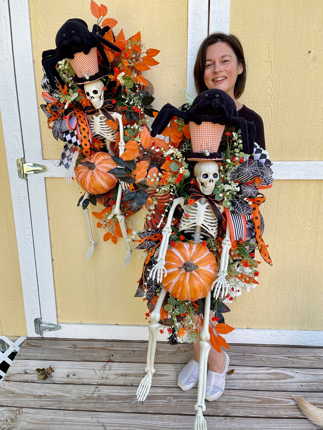 Skeleton Door Swags, Mr. Bones Wreath, Halloween Door Decor for Front ...