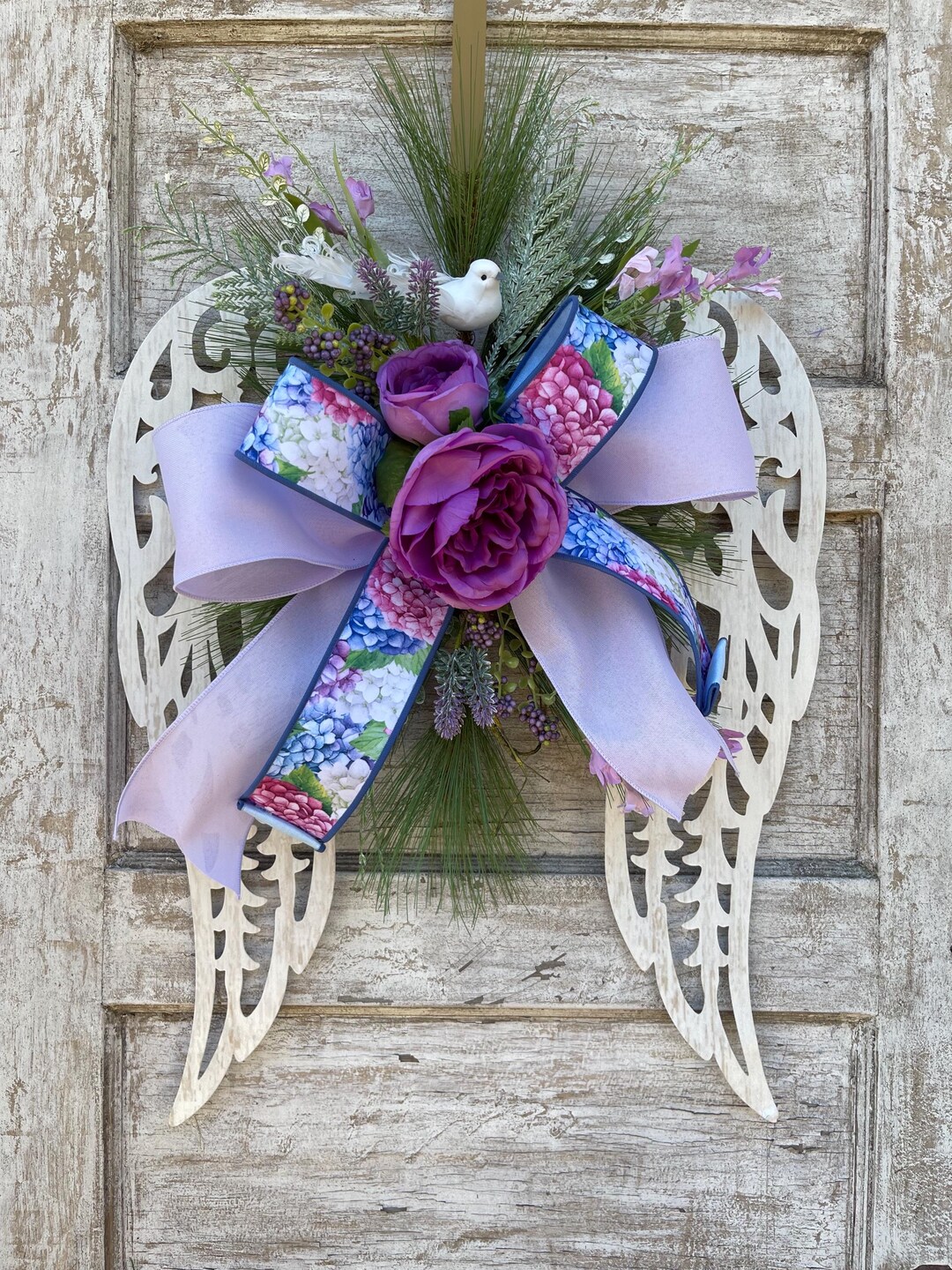 Angel Wing Wreath for Front Door or Grave, Religious Wall Decor ...