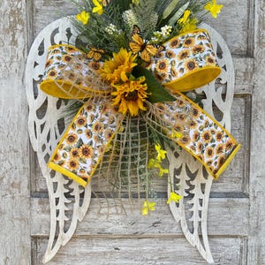 Angel Wing Sunflower Wreath: Cream Metal Filigree, Butterfly Decor - Etsy