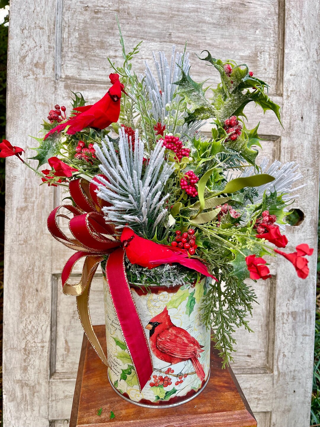 Cardinal Centerpiece, Cardinal Christmas Table Arrangement, Winter ...