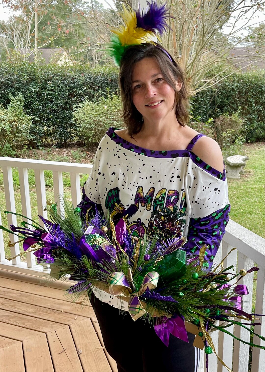 Long Mardi Gras Centerpiece in Metal, Mardi Gras Arrangement, Mardi ...