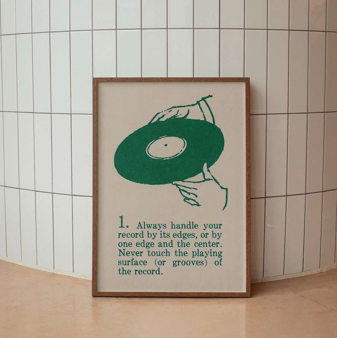 Green Vinyl Wall Art, Retro Groovy Print, Record Player Poster ...