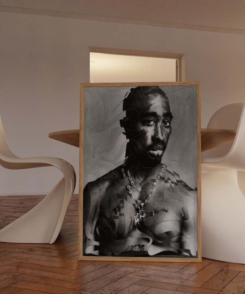 Tupac Print, Black and White, 2pac Poster, Music Studio Decor ...