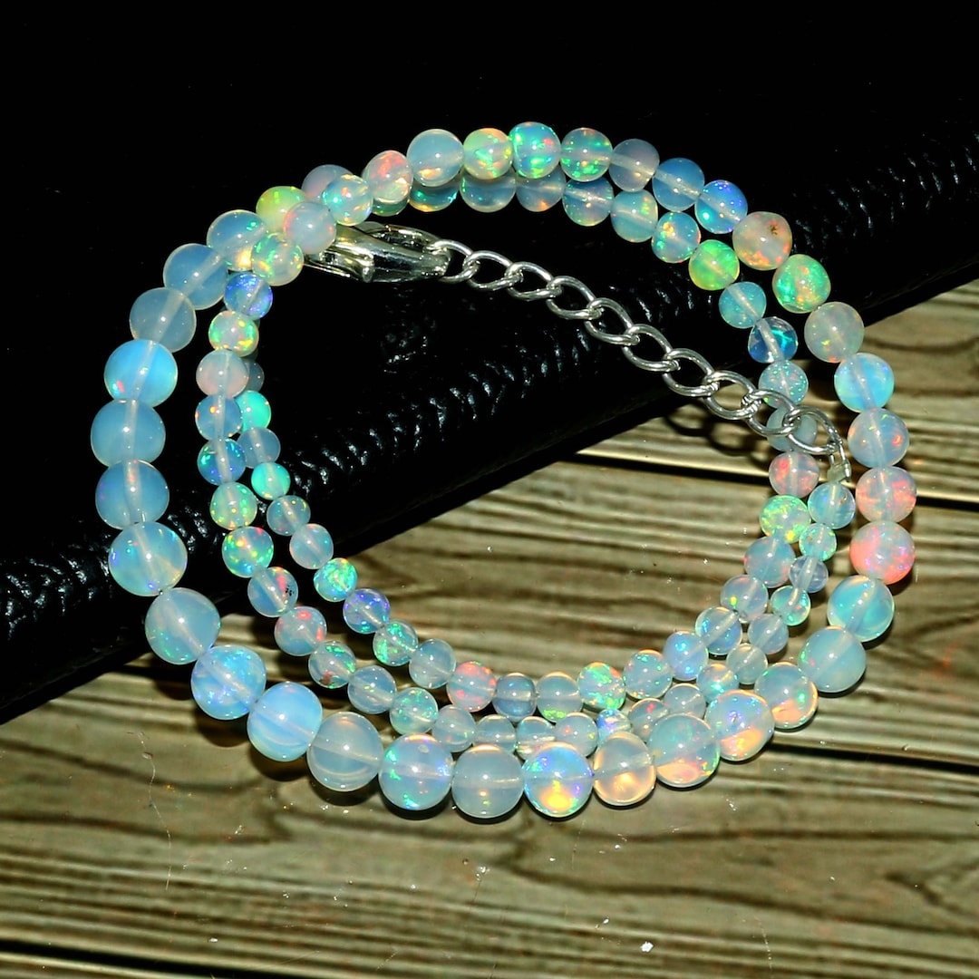 Natural Opal Balls Necklace - Fire Opal Ball - Opal Sphere Bead ...