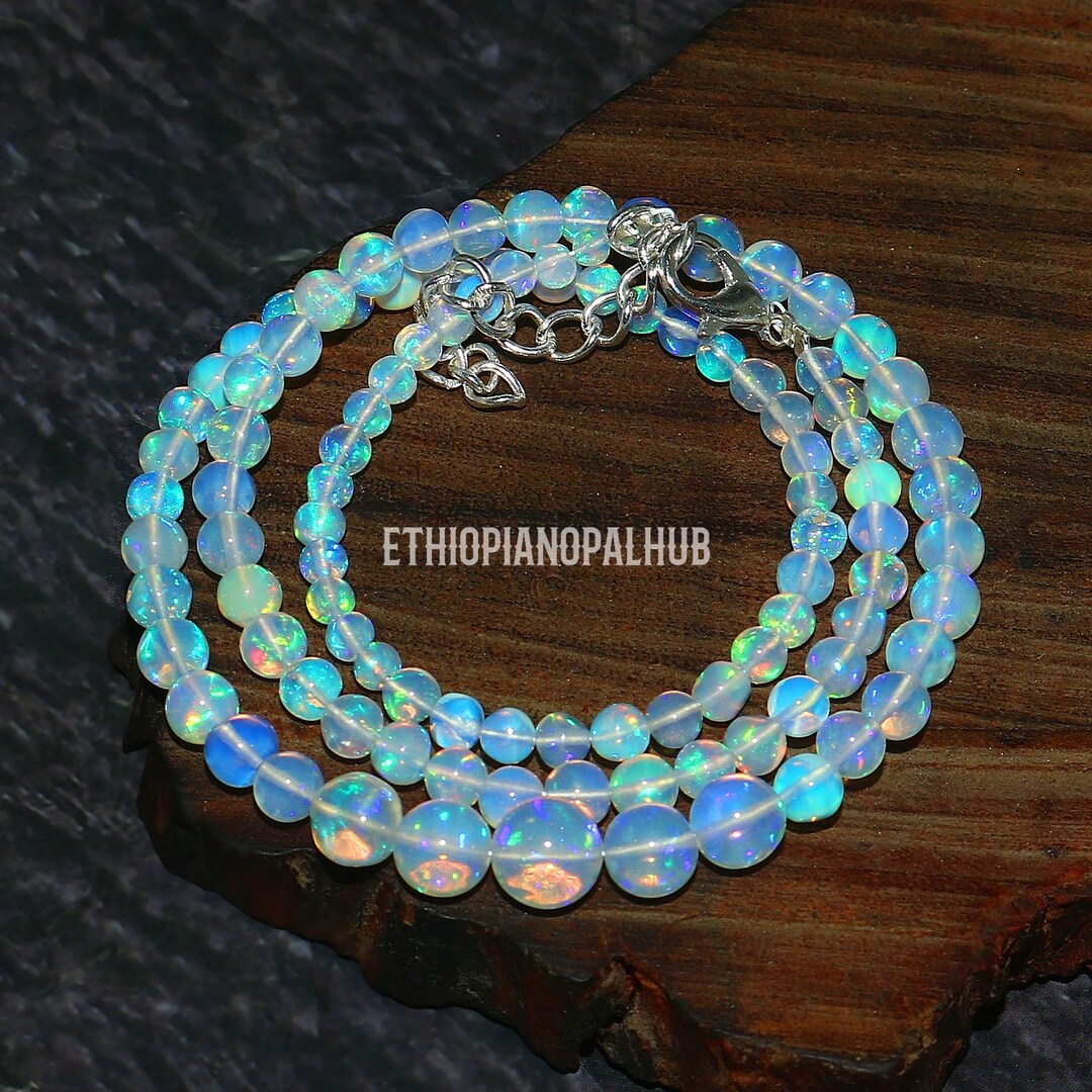 Ethiopian Opal Bead Necklace: Handmade Fire Opal Jewelry (16-18 Inch ...