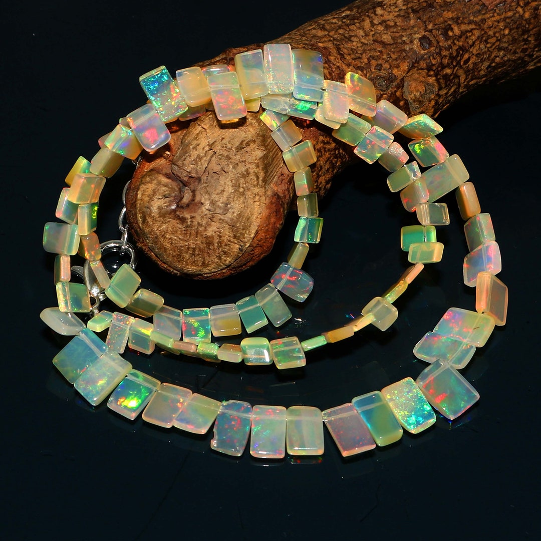 Fire Opal Necklace, Ethiopian Opal Necklace, Opal Chips Necklace, Opal ...