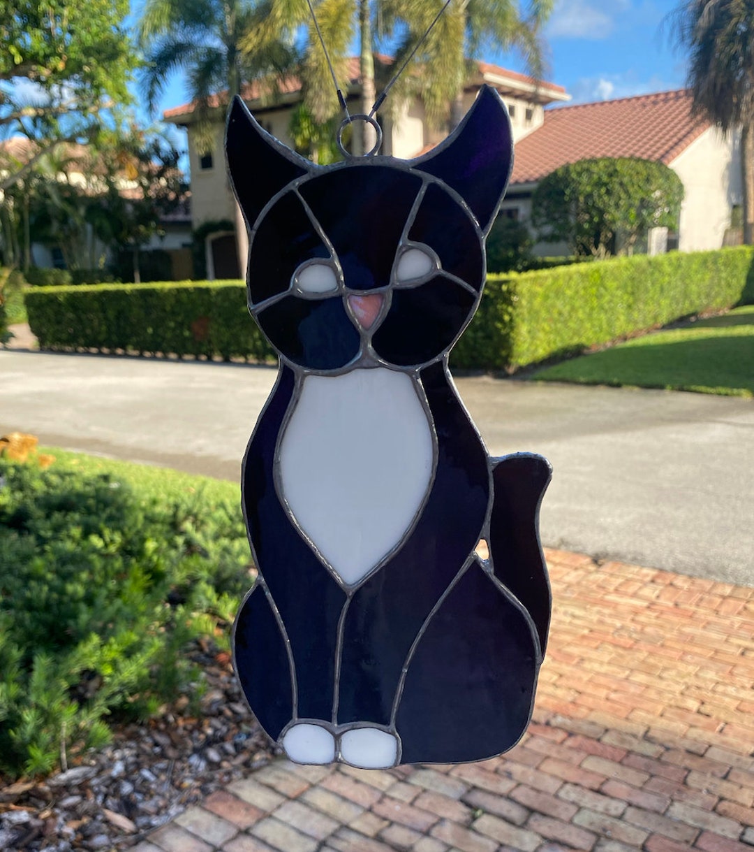 Stained Glass Black Cat - Etsy